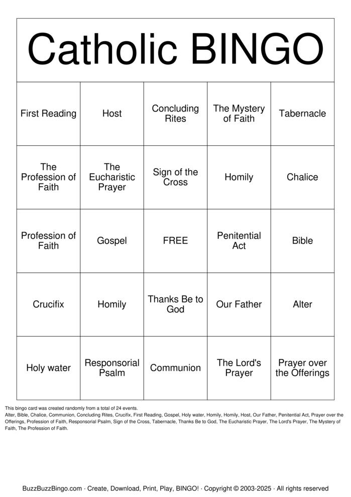 Catholic Bingo Cards to Download, Print and Customize!