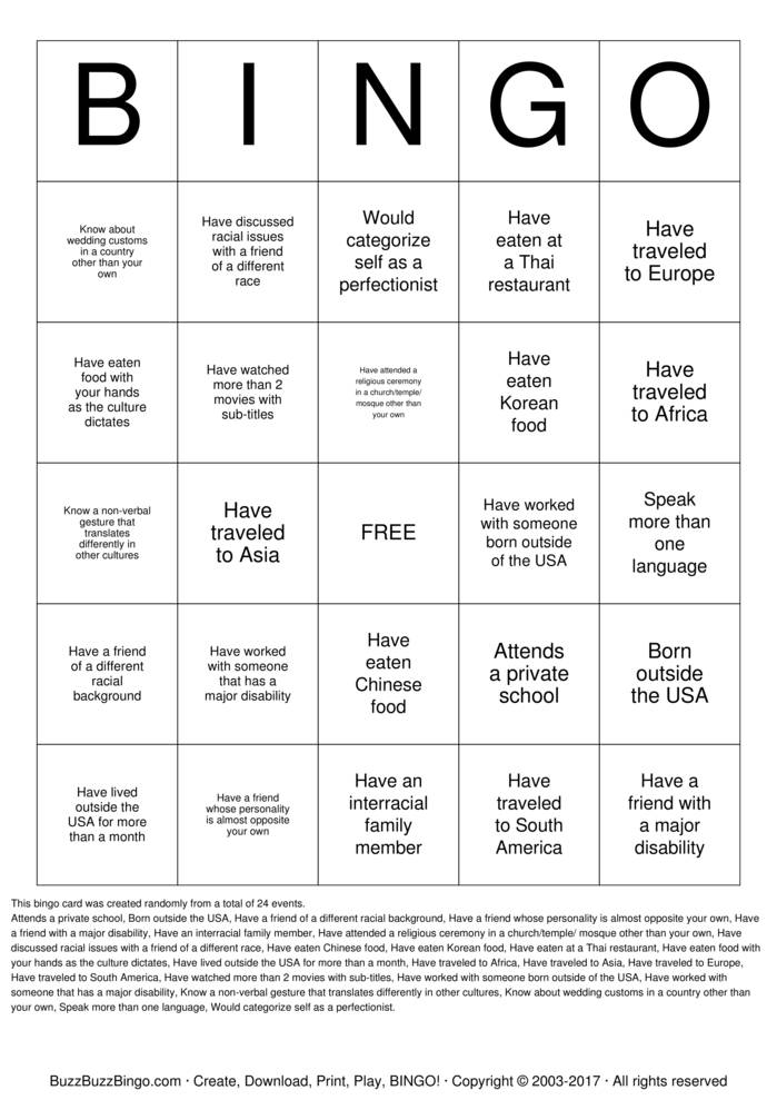 Diversity Bingo Cards to Download, Print and Customize!
