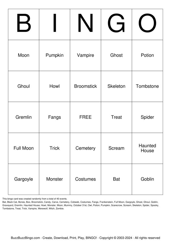 Halloween Bingo Cards to Download, Print and Customize!