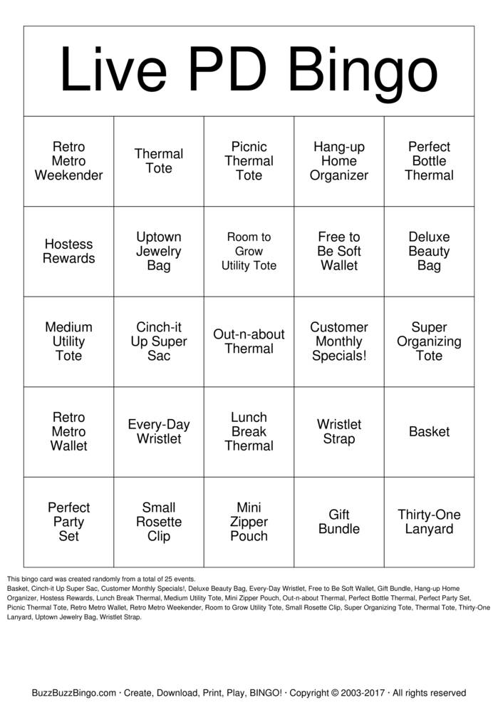 LIVE PD Bingo Cards to Download, Print and Customize!