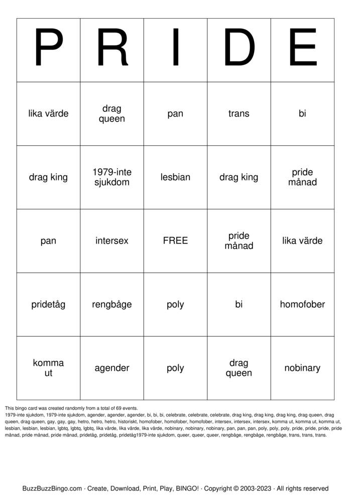 Pride Bingo Cards to Download, Print and Customize!