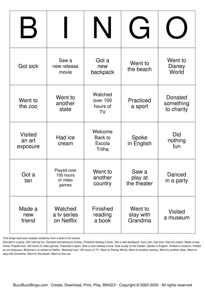 Summer Vacation Bingo Cards to Download, Print and Customize!