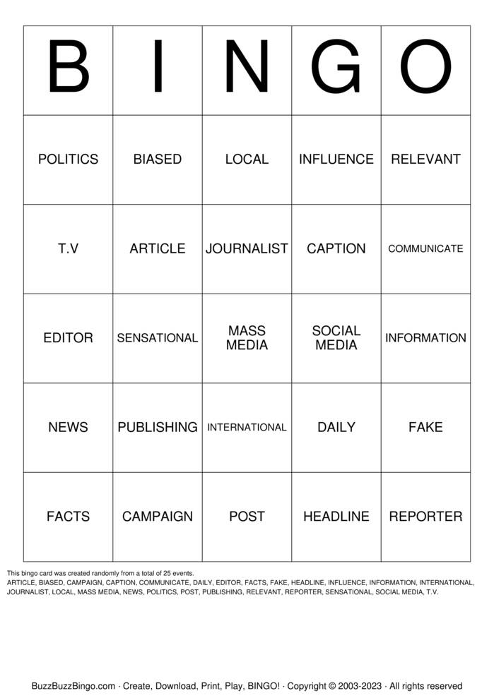 Vocabulary Bingo Cards to Download, Print and Customize!