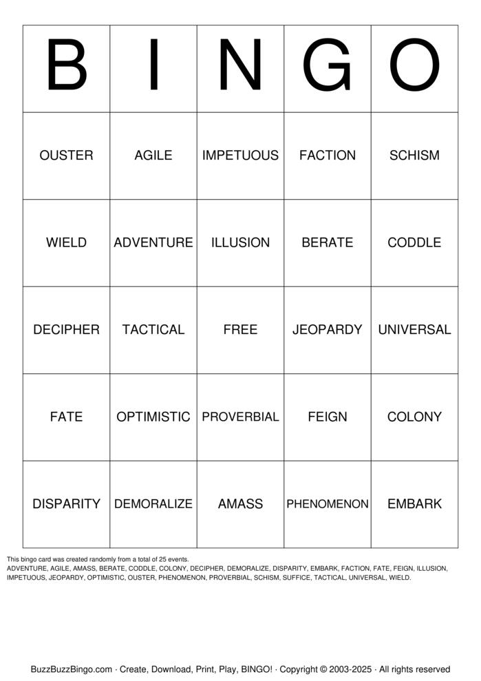 Vocabulary Bingo Cards to Download, Print and Customize!