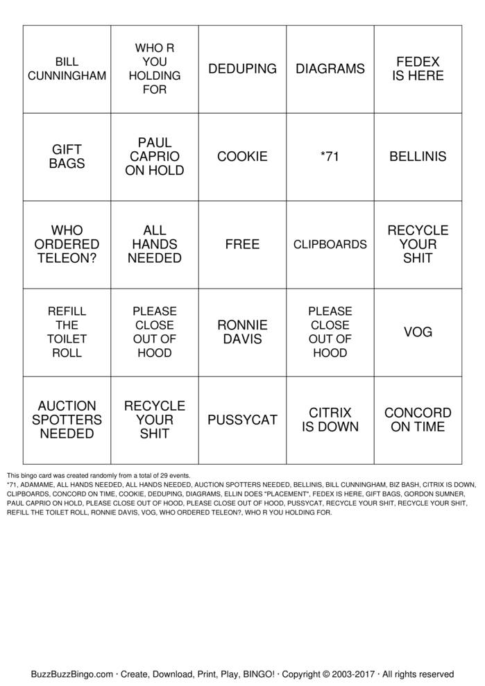 EVENT BINGO Bingo Cards to Download, Print and Customize!