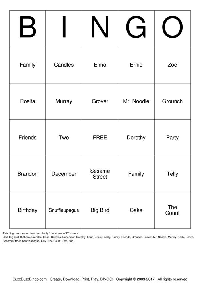Elmo Bingo Bingo Cards to Download, Print and Customize!