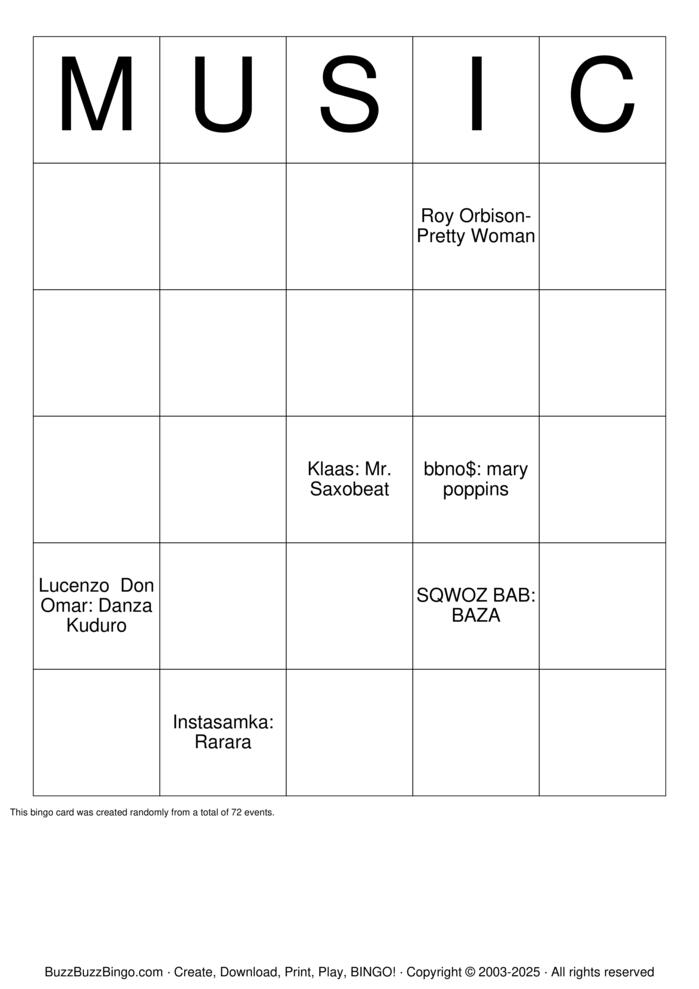 Music Bingo Cards to Download, Print and Customize!