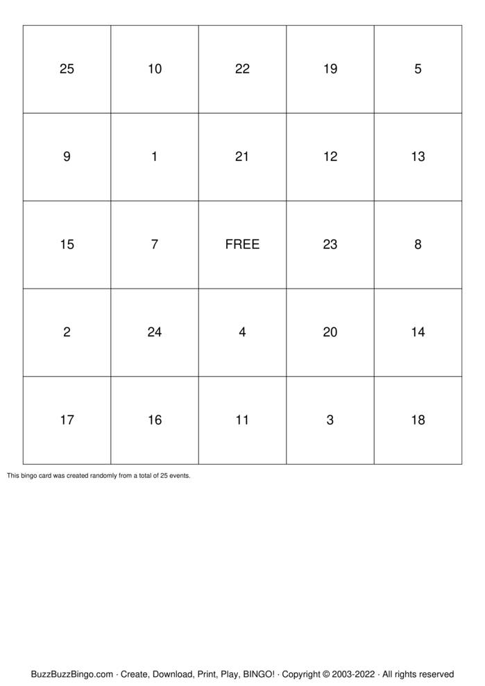 Numbers 1-70 Bingo Cards to Download, Print and Customize!