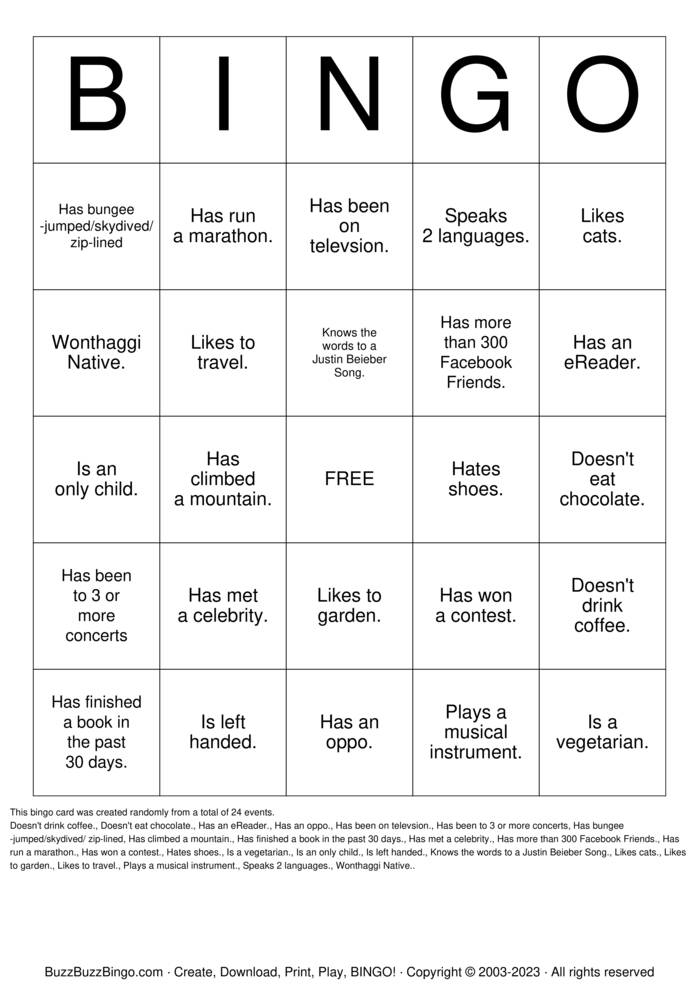 Small Talk Bingo Cards to Download, Print and Customize!