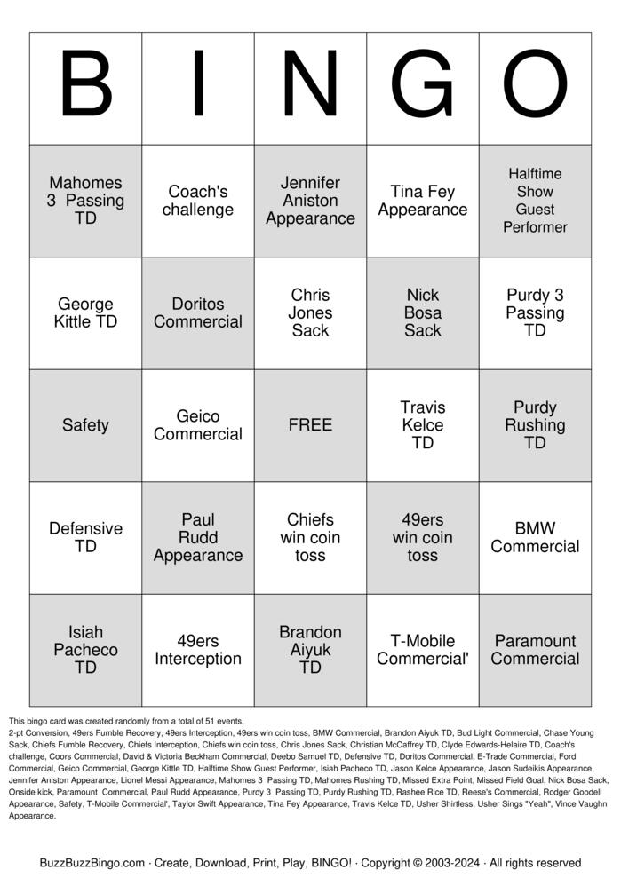 Super Bowl 58 Bingo Cards to Download, Print and Customize!