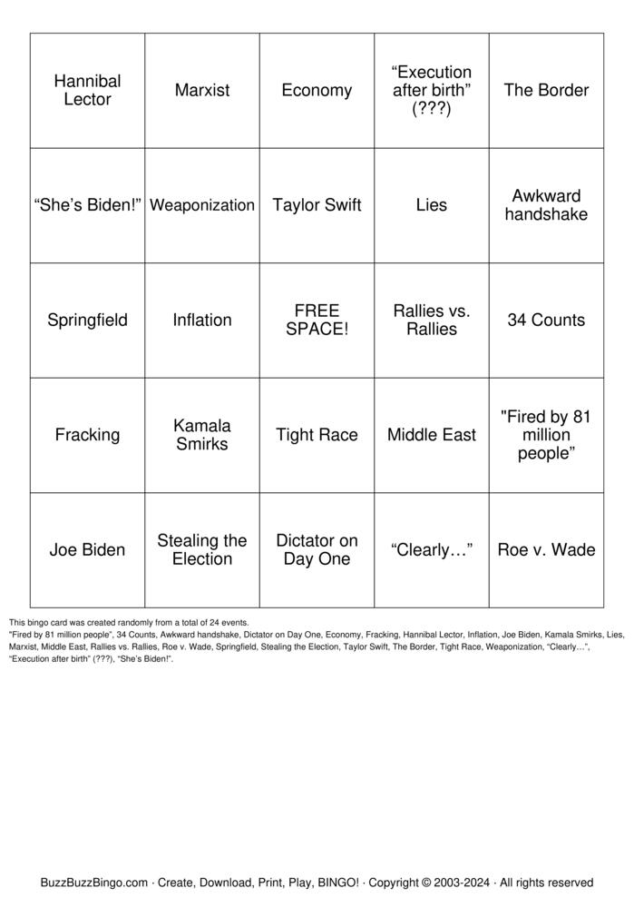 2024 Call Out the Vote! Bingo Cards to Download, Print and Customize!