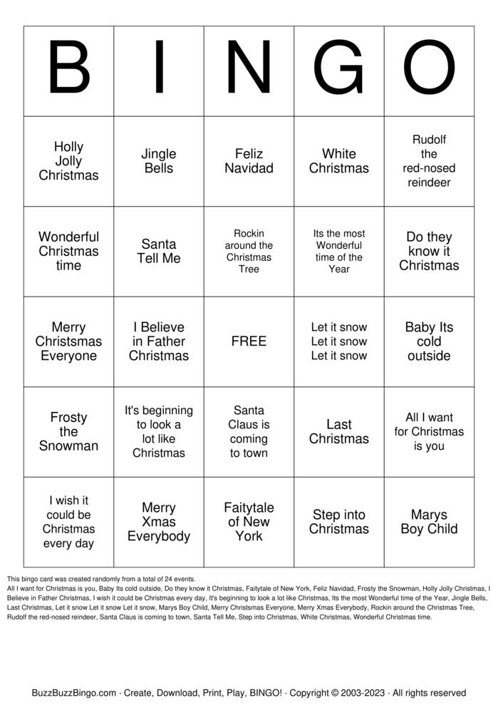 Christmas Bingo Bingo Cards to Download, Print and Customize!