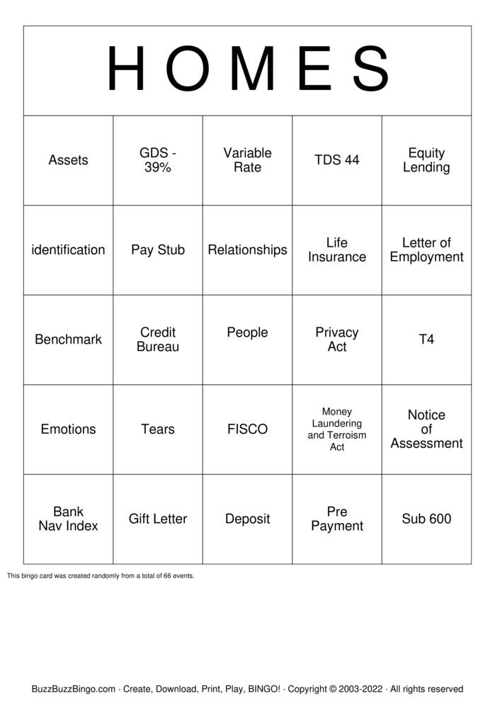 Mortgage Bingo Cards to Download, Print and Customize!