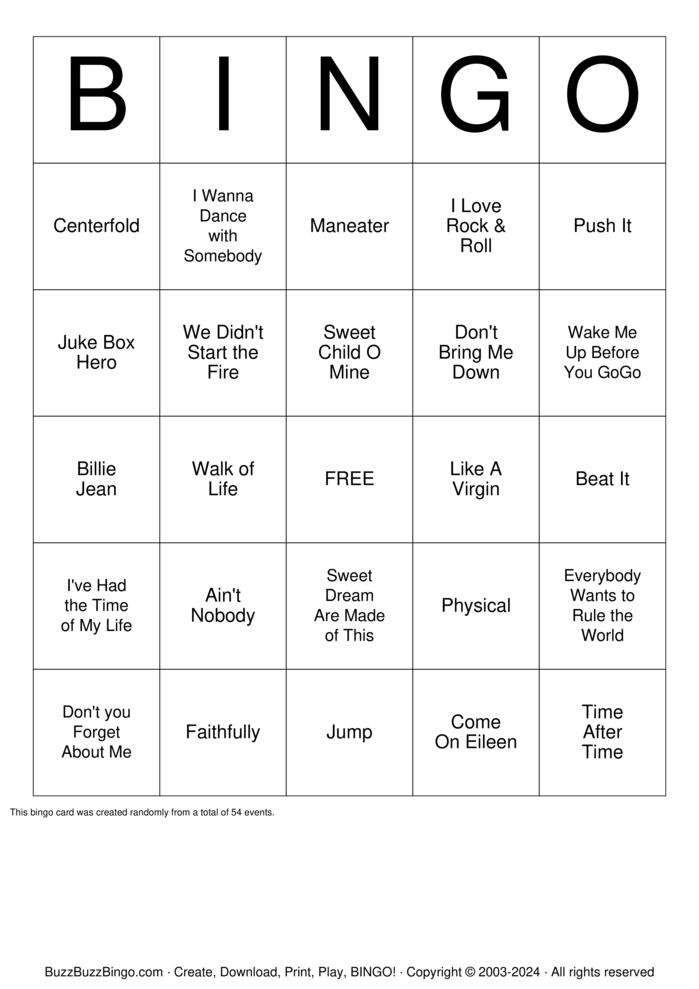New 80s Bingo Cards to Download, Print and Customize!