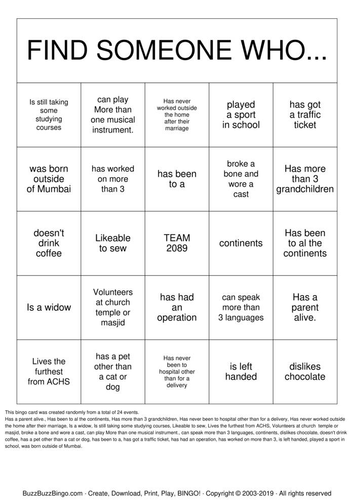 Class of 70 Bingo Cards to Download, Print and Customize!