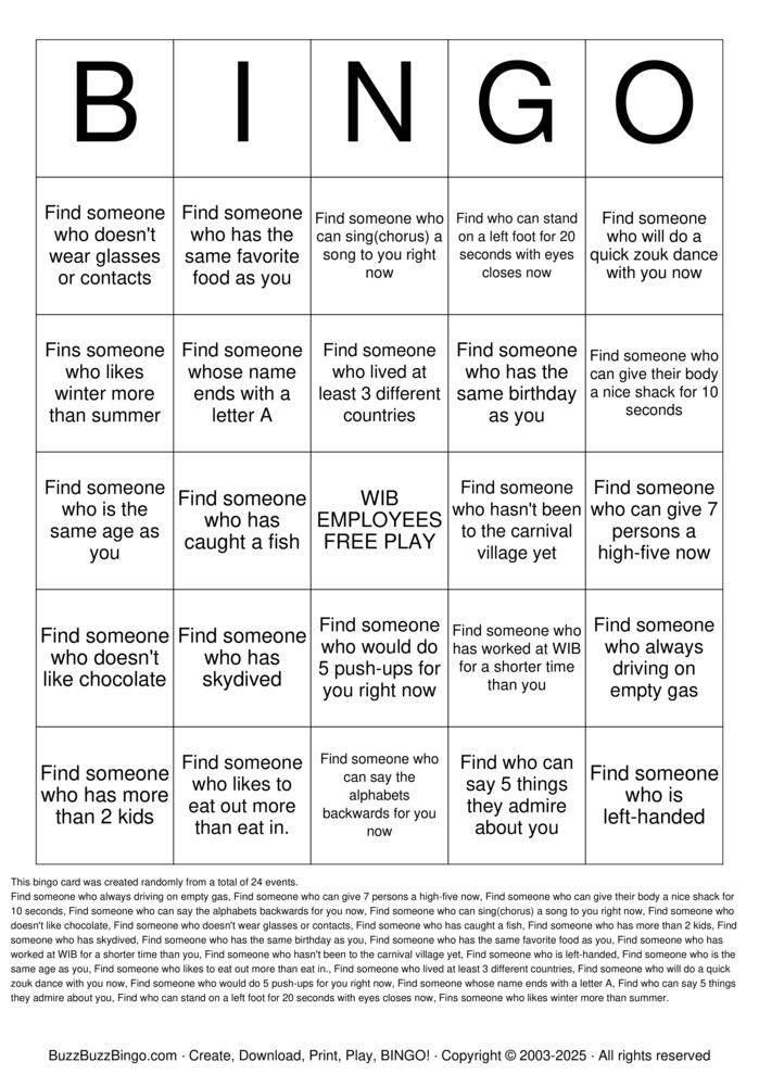 Get to know each other! Bingo Cards to Download, Print and Customize!