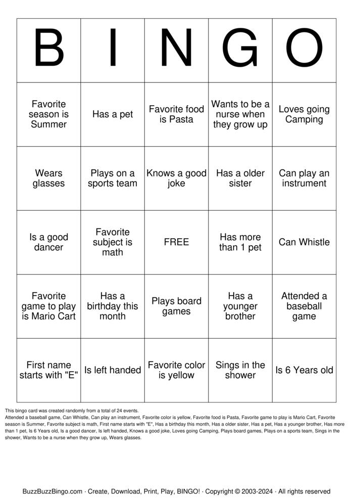 Name Bingo Cards to Download, Print and Customize!