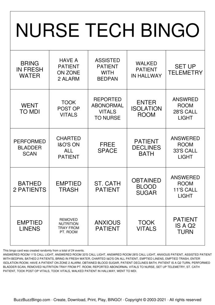 Nurse Bingo Cards to Download, Print and Customize!