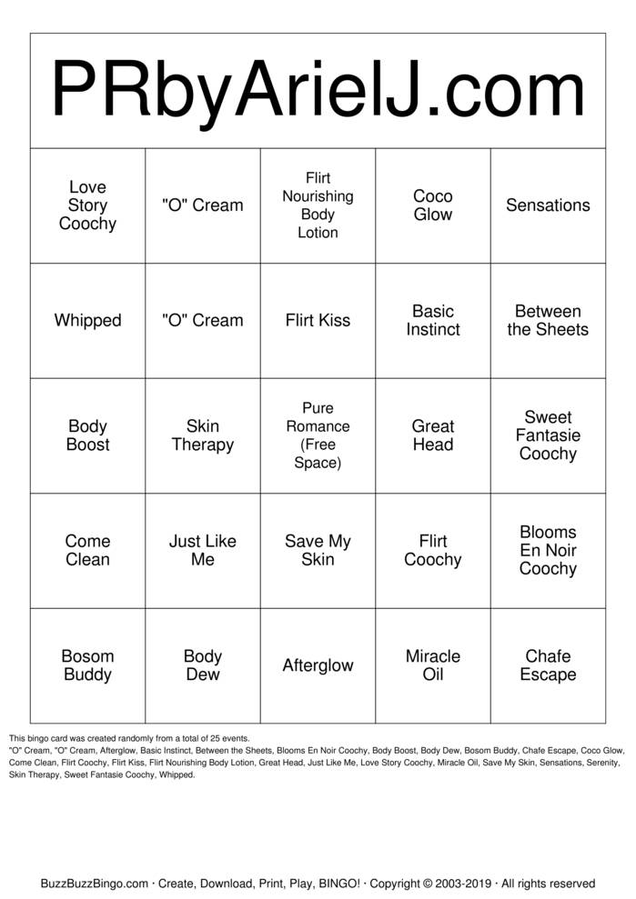 Pure Romance Bingo Cards to Download, Print and Customize!