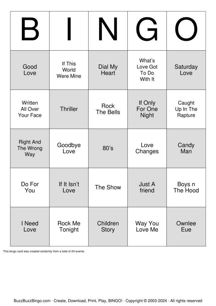 80?s Bingo Cards to Download, Print and Customize!