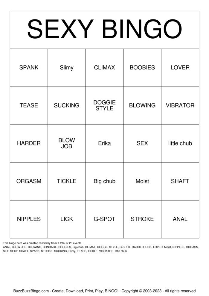 DIRTY BINGO Bingo Cards to Download, Print and Customize!