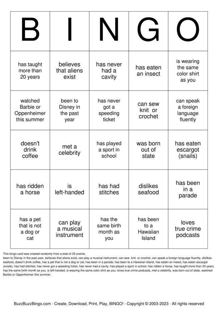 Jefferson Find Someone Who... Bingo Cards to Download, Print and Customize!