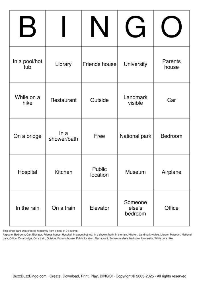 Location Bingo Bingo Cards to Download, Print and Customize!