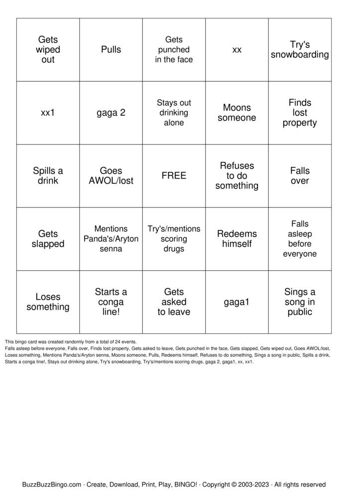SINGO Bingo Cards to Download, Print and Customize!