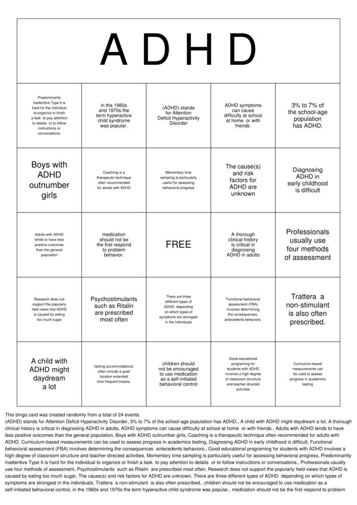 ADHD Bingo Cards to Download, Print and Customize!