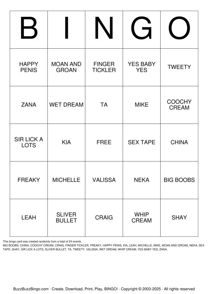 ADULT sex tox bingo Bingo Cards to Download, Print and Customize!