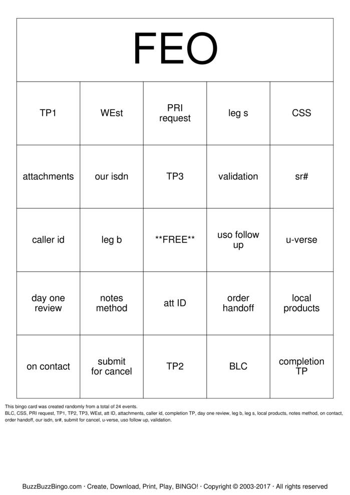 ATT new hires Bingo Cards to Download, Print and Customize!