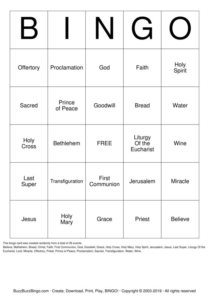 First Holy Communion Bingo Cards to Download, Print and Customize!