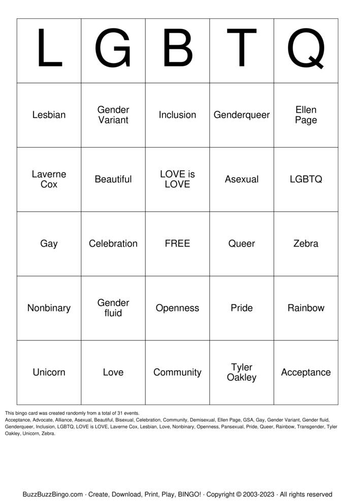 Pride Bingo Bingo Cards to Download, Print and Customize!