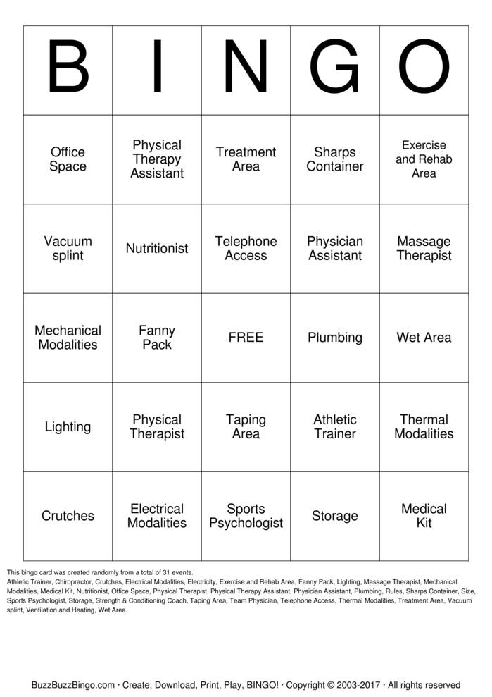 Professions & Training Room Bingo Cards to Download, Print and Customize!