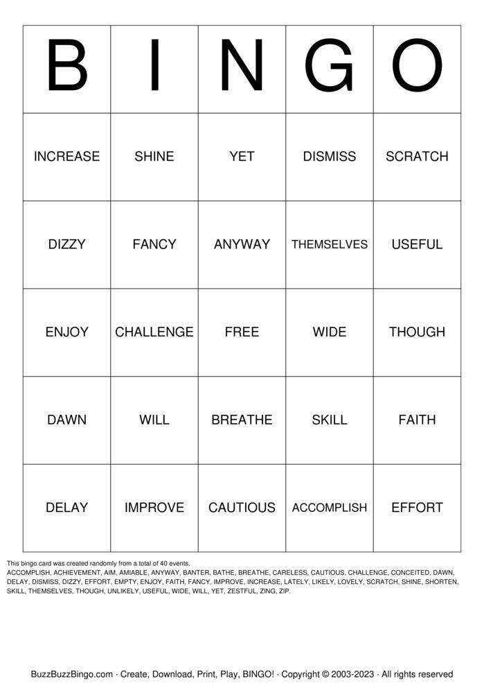 Vocabulary Bingo Cards to Download, Print and Customize!