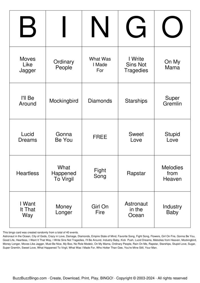 Music Appreciation - New School Bingo Cards to Download, Print and ...