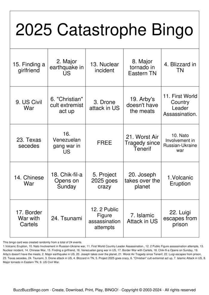 2025! Bingo Cards to Download, Print and Customize!