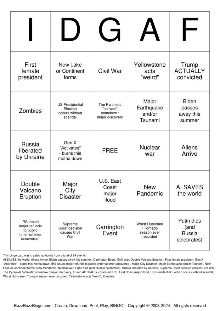 BINGO 2024 Bingo Cards to Download, Print and Customize!