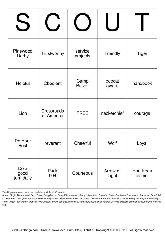 Cub Scout Bingo Cards to Download, Print and Customize!