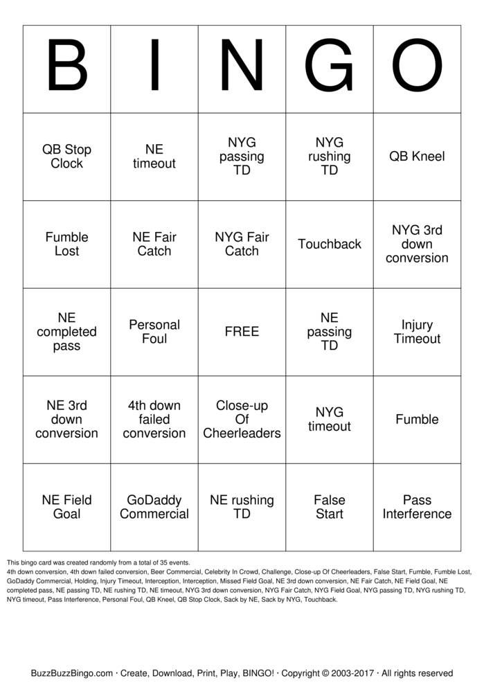 Football Bingo Cards to Download, Print and Customize!