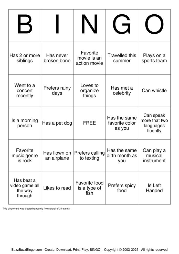 Human Scavenger Hunt Bingo Cards to Download, Print and Customize!