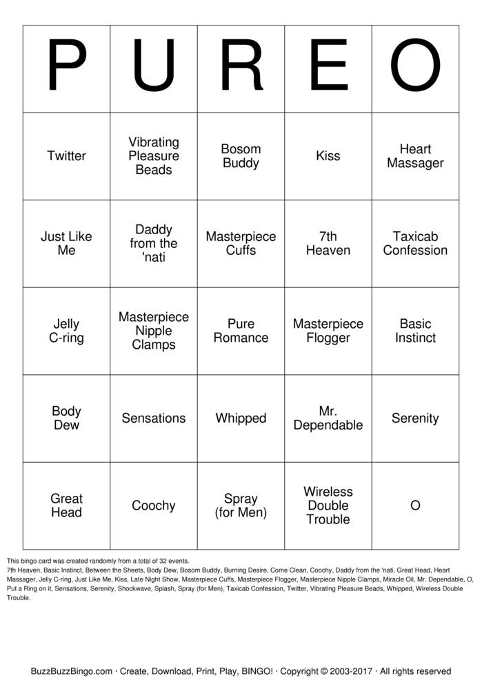 Pure Romance Bingo Cards to Download, Print and Customize!