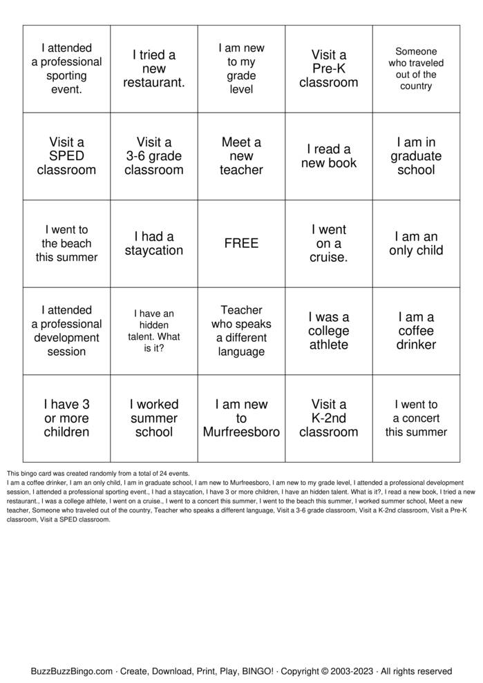 Back to School Bingo Bingo Cards to Download, Print and Customize!