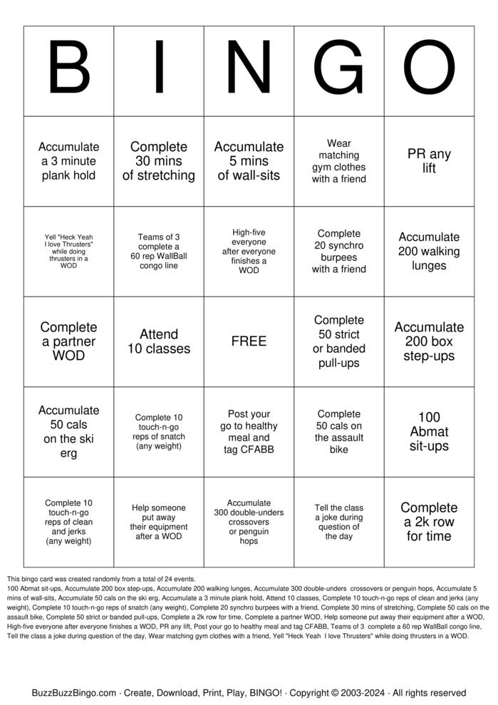 CFABB Bingo Cards to Download, Print and Customize!