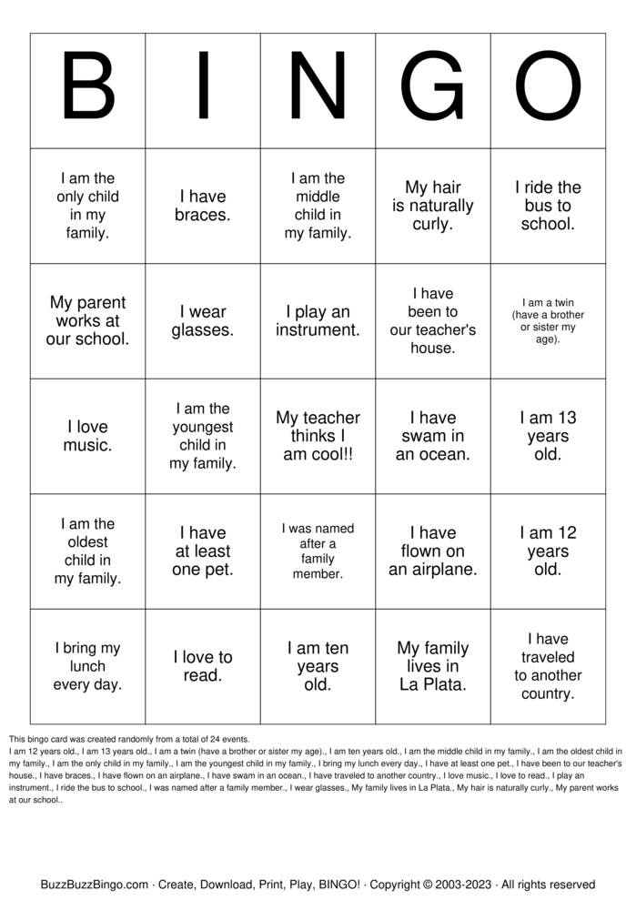 Classmate Bingo Bingo Cards to Download, Print and Customize!
