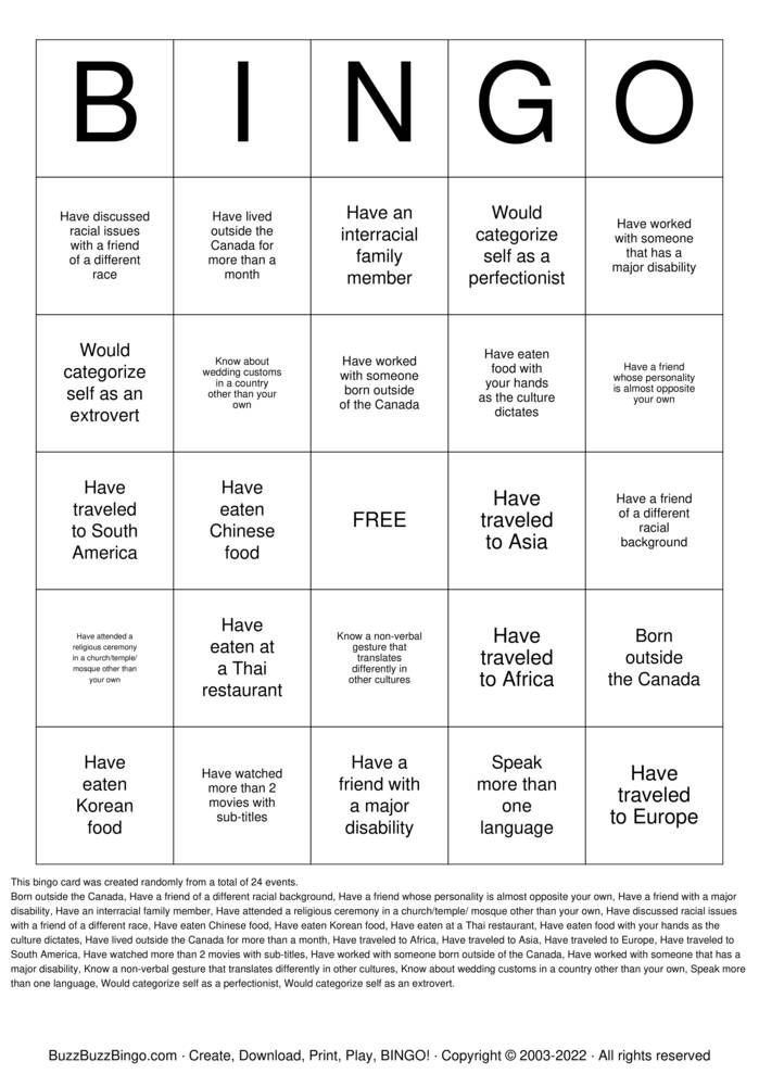 Diversity Bingo Cards to Download, Print and Customize!