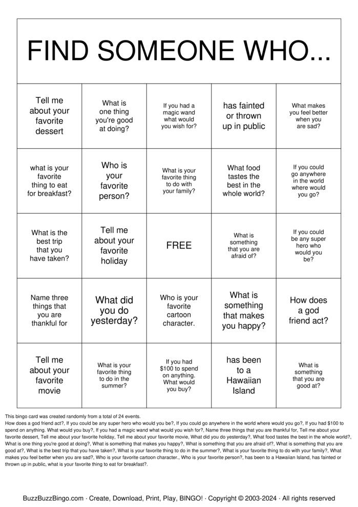 Getting to Know You! Bingo Cards to Download, Print and Customize!