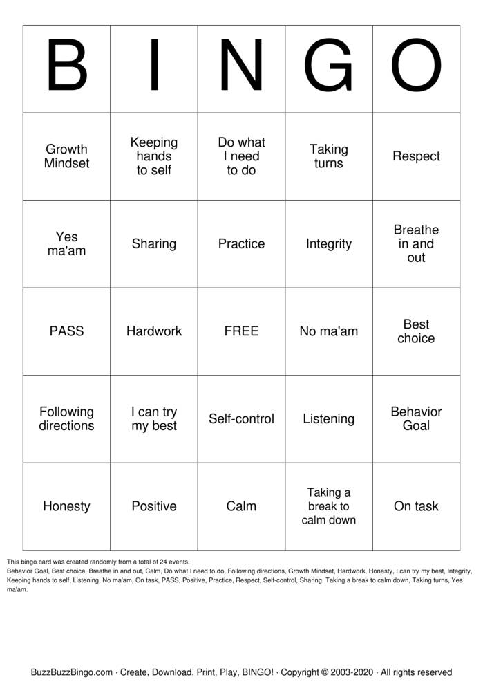 Making Positive Choices Bingo Cards to Download, Print and Customize!