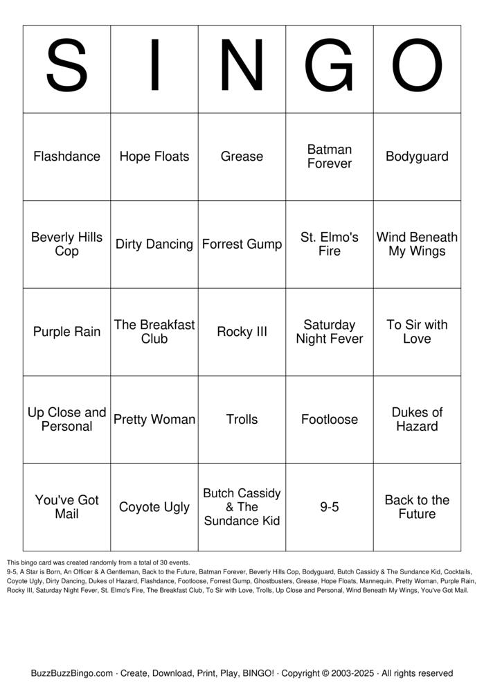 Movie Soundtracks Bingo Cards to Download, Print and Customize!