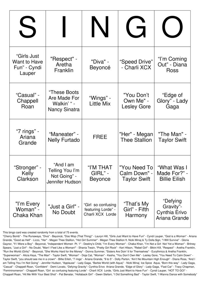SINGO Bingo Cards to Download, Print and Customize!